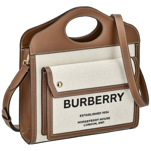 Burberry | Bags | Burberry Pocket Canvas Leather Tote Bag Brown | Poshmark